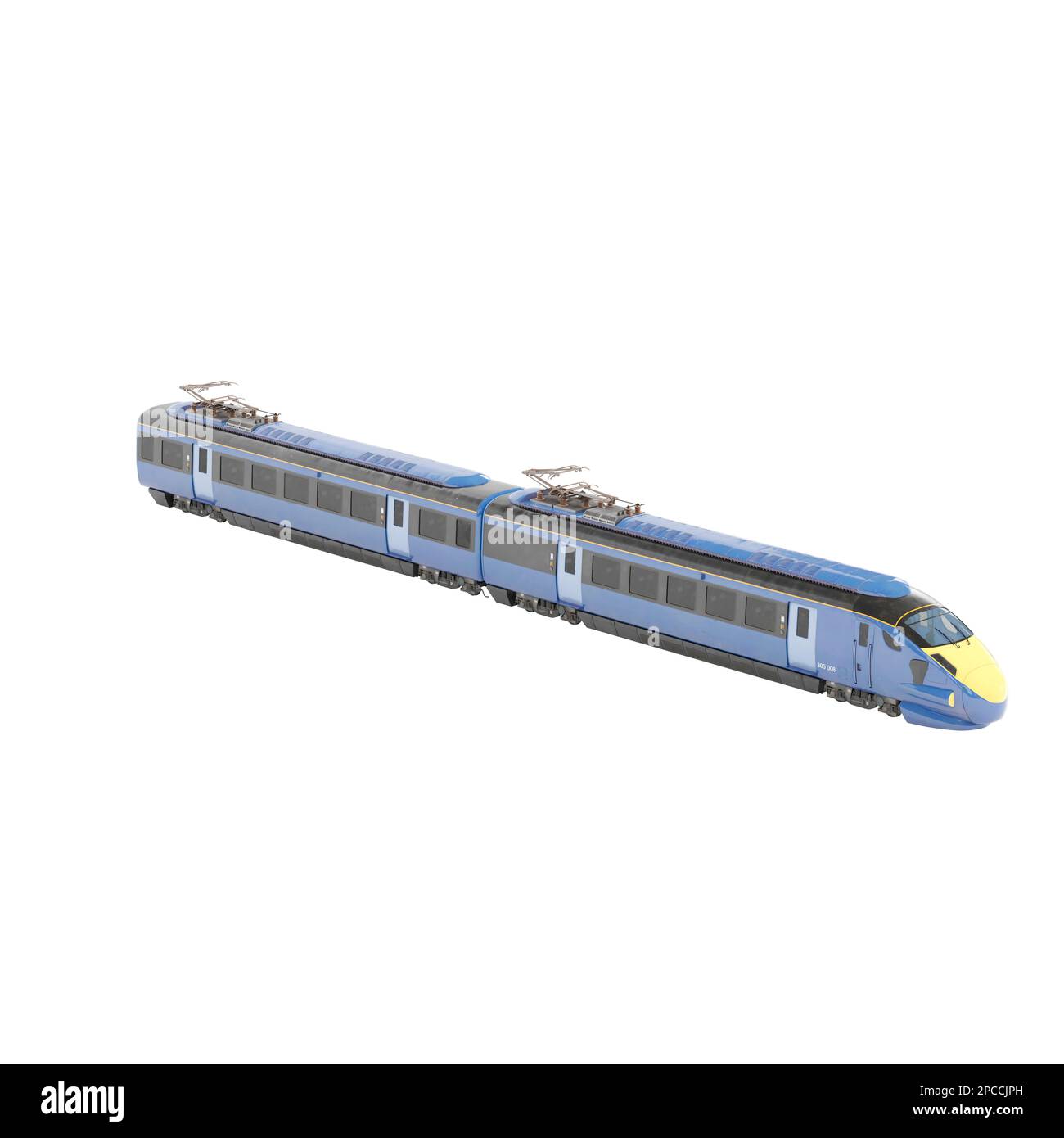 Modern train 3D render, high-tech futuristic design, bright colors ...