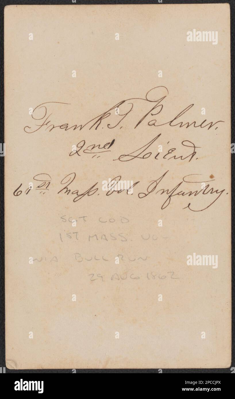 First Lieutenant Frank Trueworthy Palmer of Co. D, 1st Massachusetts ...