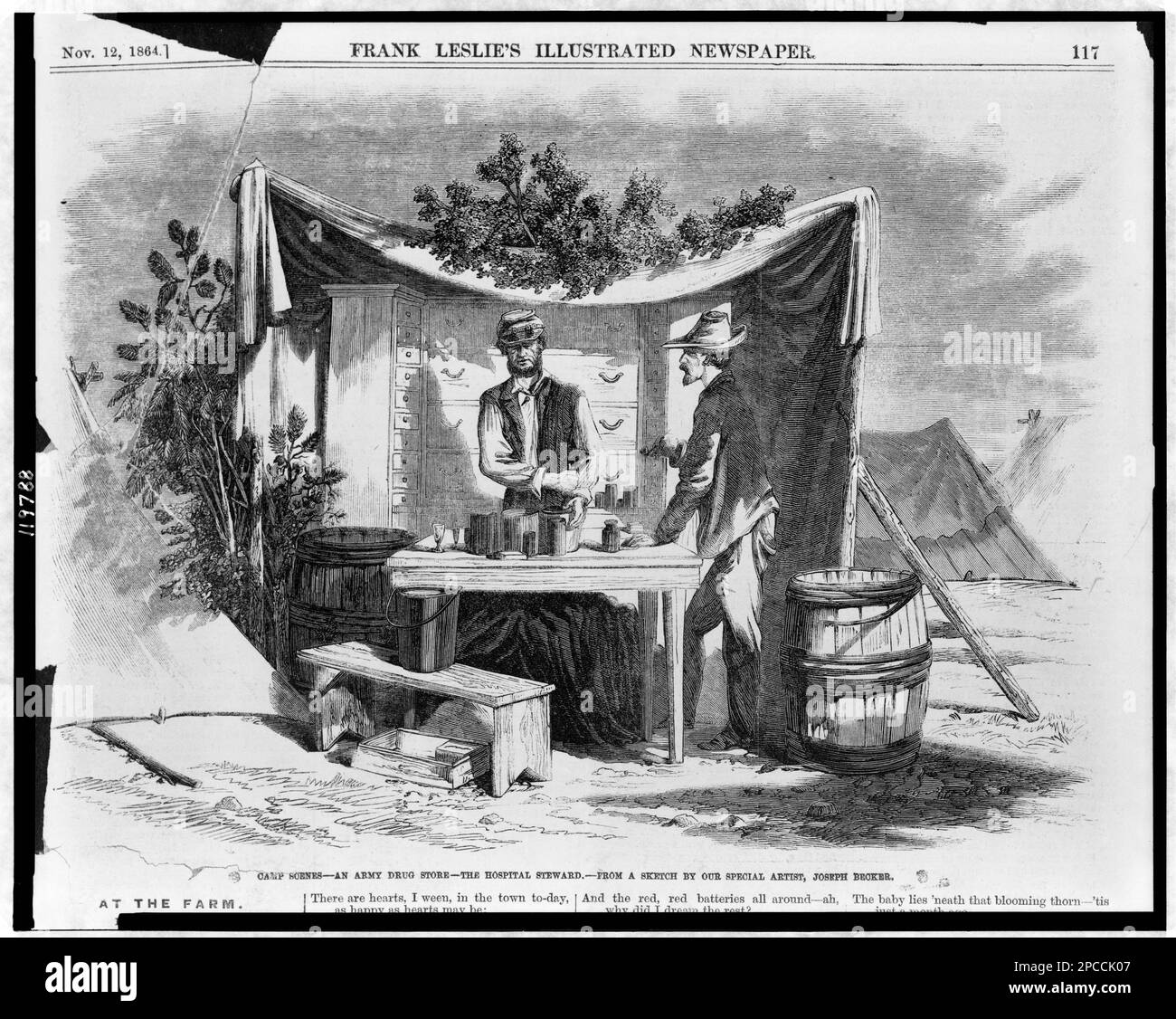 Camp scenes - an army drug store - the hospital steward / from a sketch ...