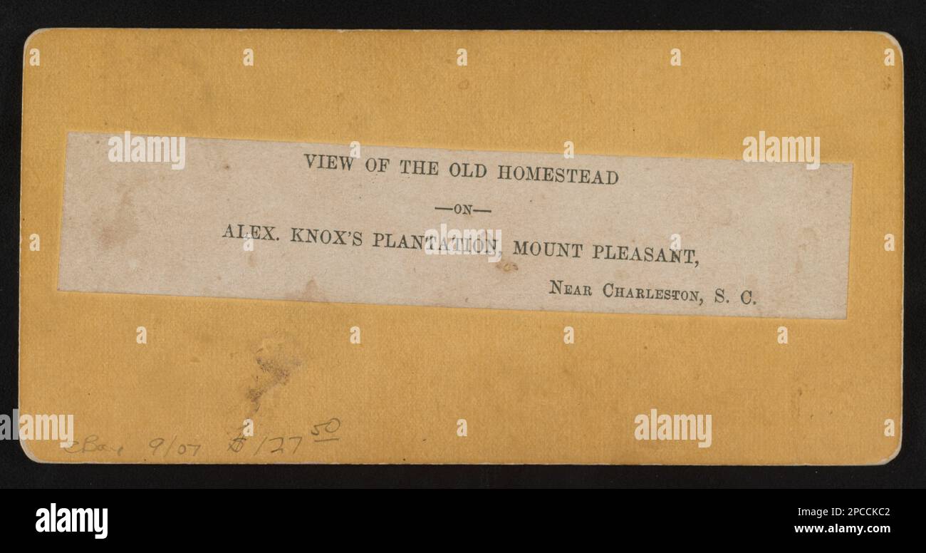 View of the old homestead on Alex. Knox's plantation, Mount Pleasant ...