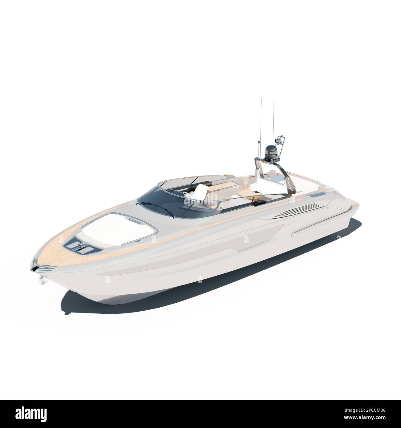 White modern boat 3D rendering isolated on transparent background for ...