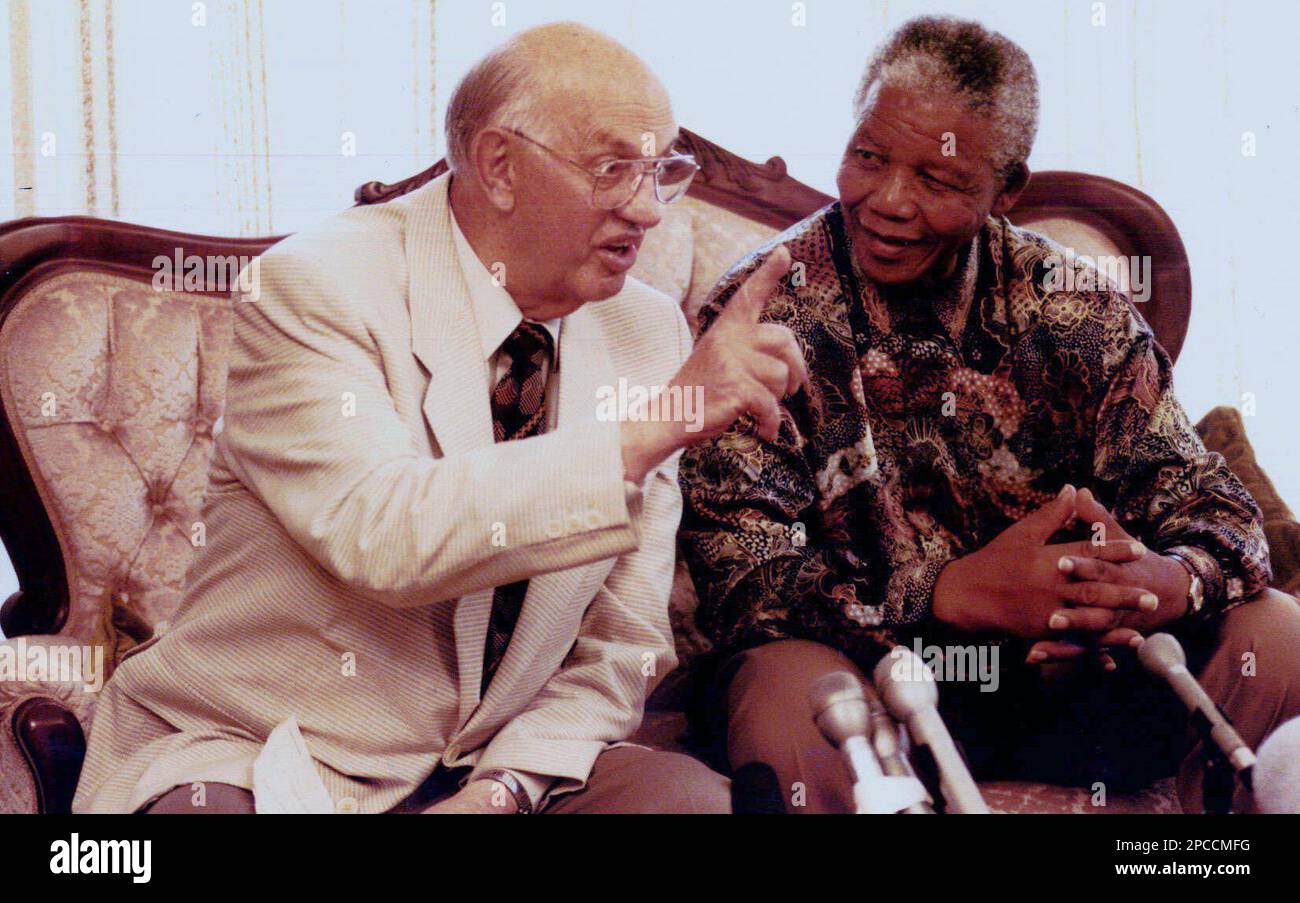 **FILE** Former South African President P.W. Botha, left, addresses a ...
