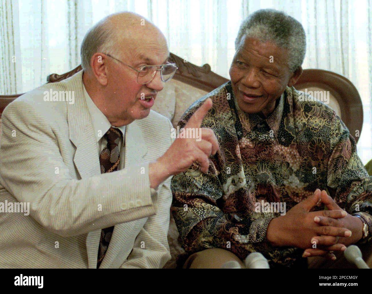 ** FILE ** Former hardline president P.W. Botha, left, addresses a ...