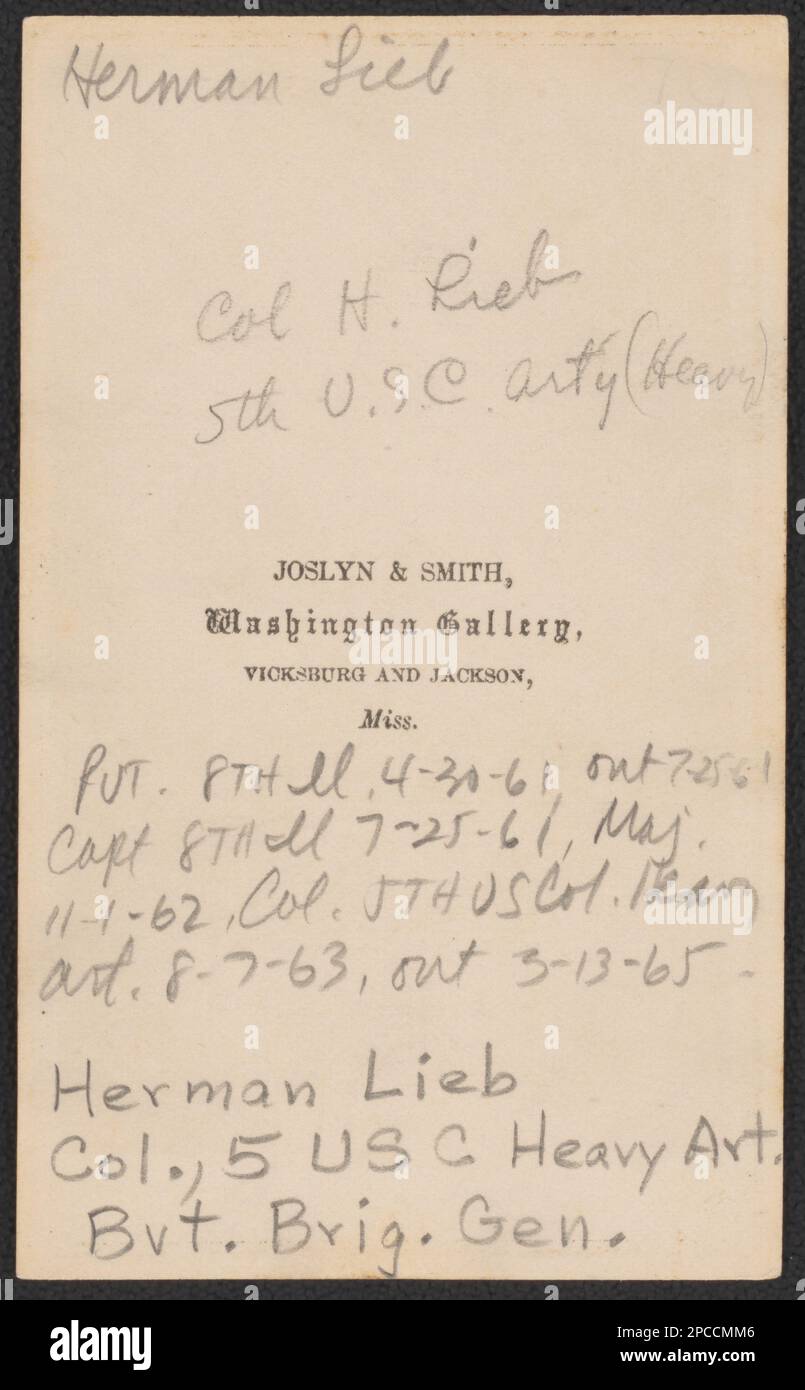Brigadier General Herman Lieb of Co. B, 8th Illinois Infantry Regiment ...