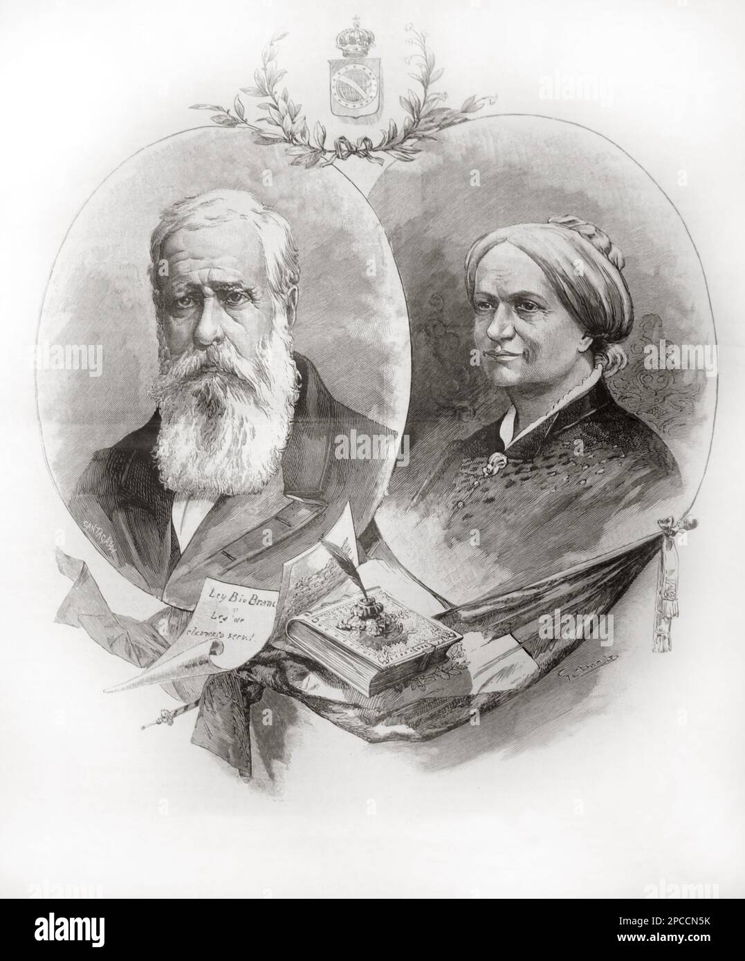 1888 : The Emperor of Brazil Dom PEDRO II ( 1824 - 1891 ) with wife ...