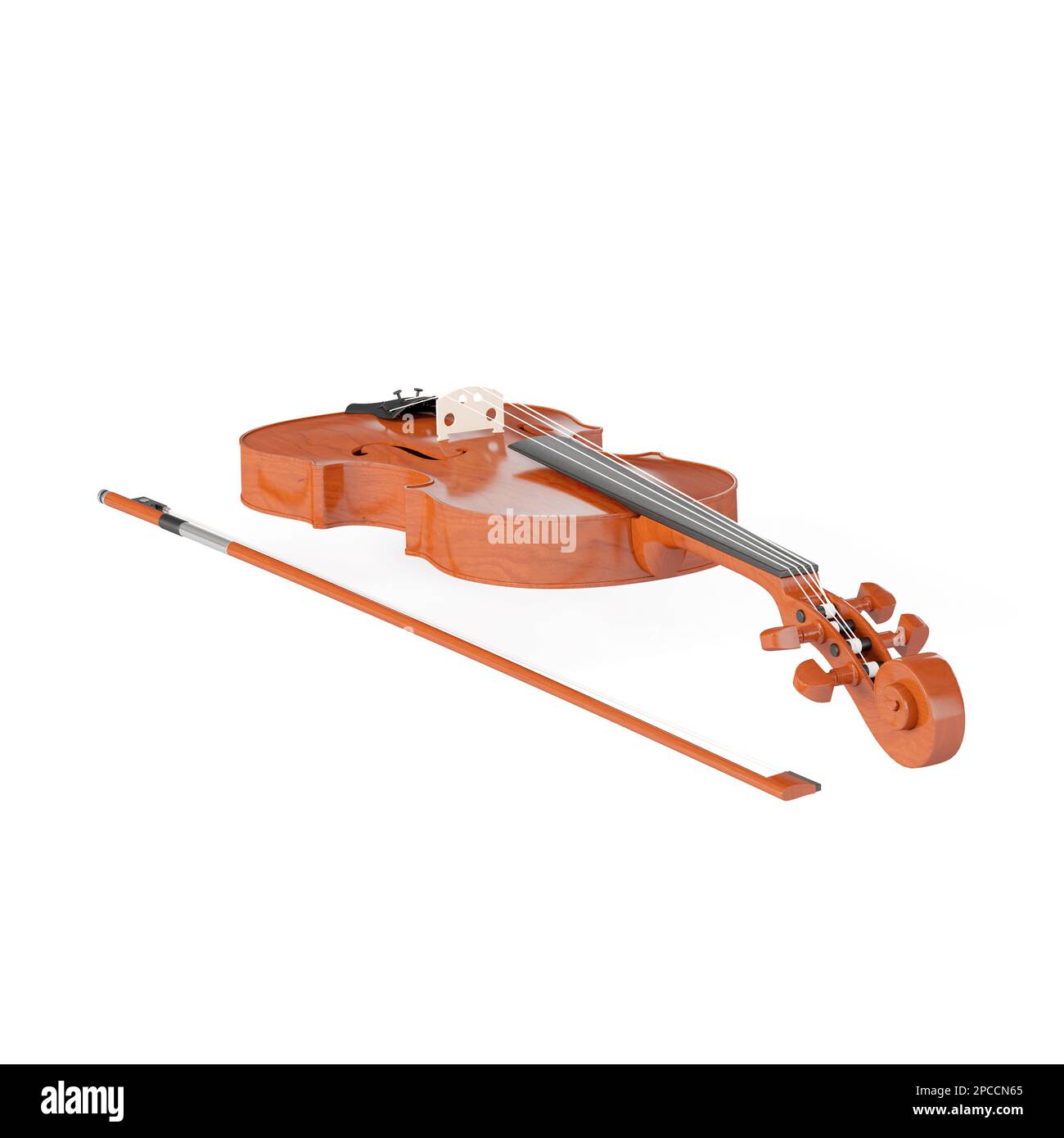 Violin bow 3d rendering isolated white background bright colorful ...