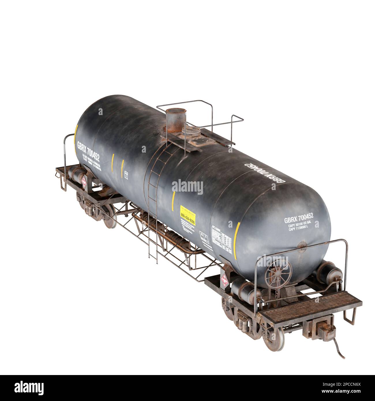 3D rendering of a train with a gas tank car Stock Photo - Alamy