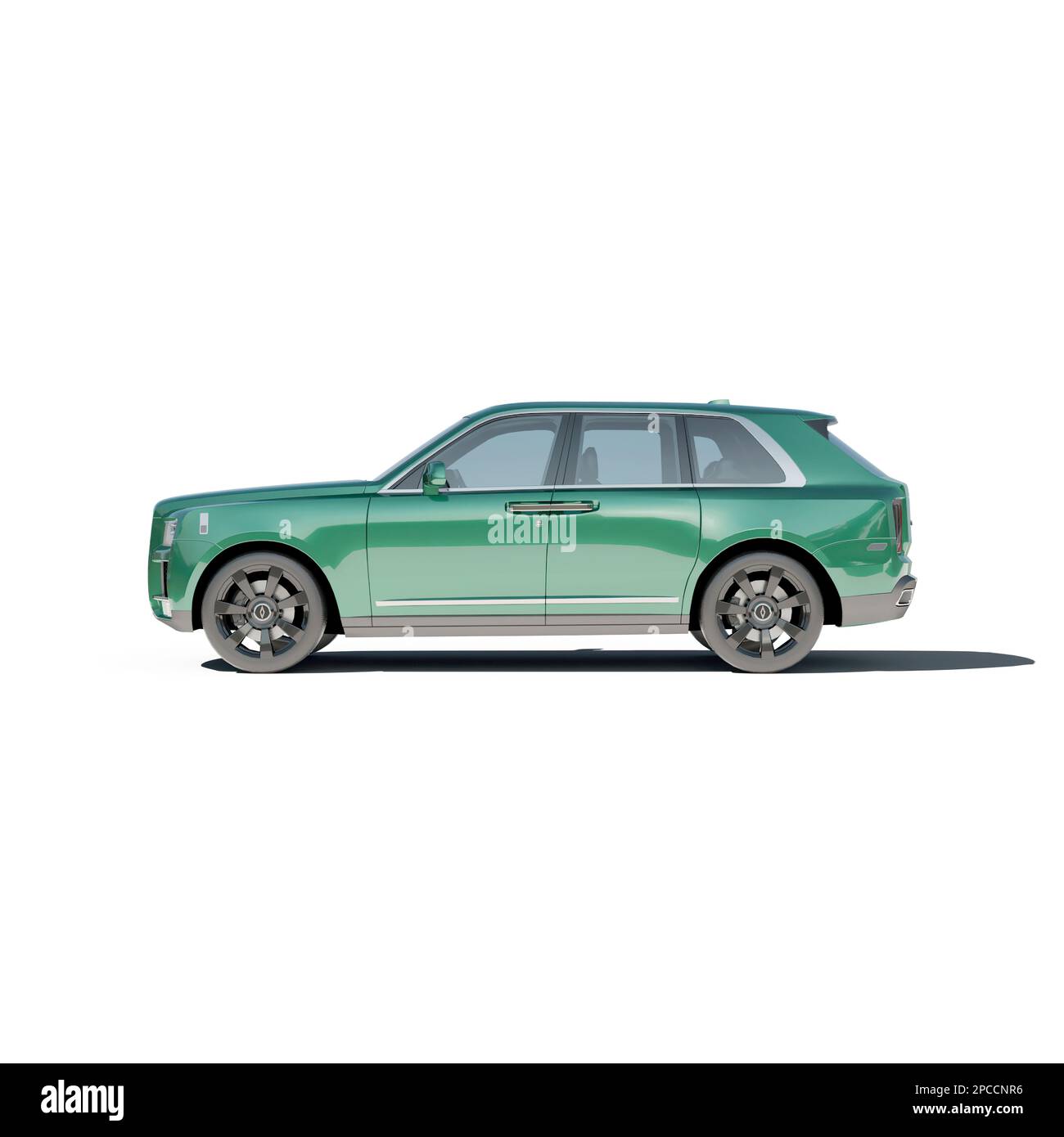 Green SUV side view 3D rendering, perfect for advertising projects ...
