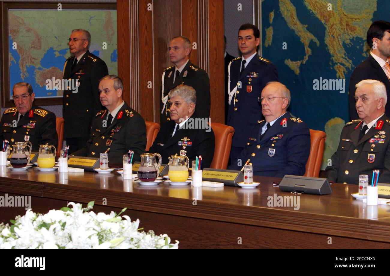Turkish army's top commanders, from left to right, Gen. Yasar Buyukanit ...