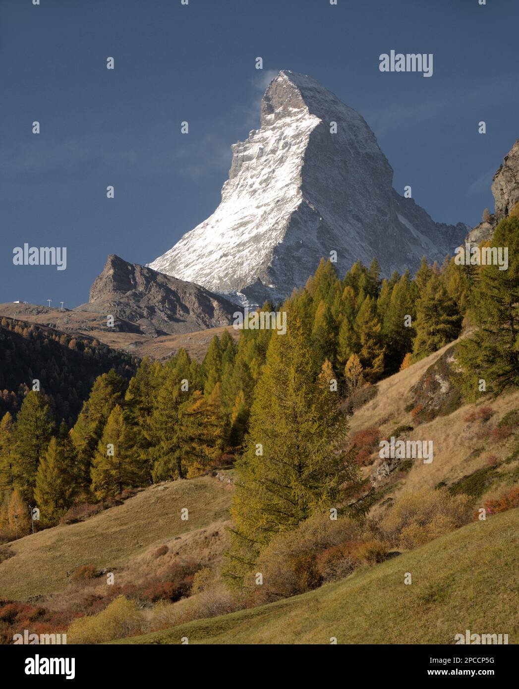 Peak of the Matterhorn seen from Zermatt in Autumn Stock Photo - Alamy