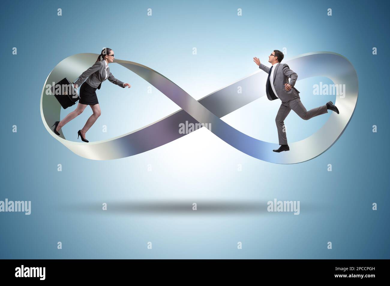 Business people running on endless loop Stock Photo - Alamy