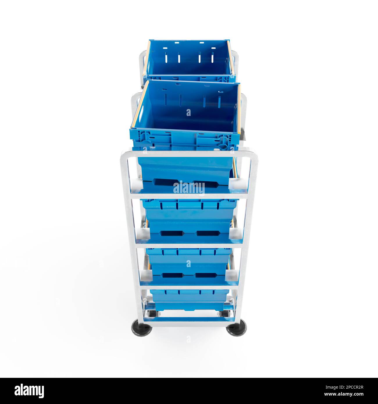Metal shelf 3d blue boxes rendering realistic home office storage ...
