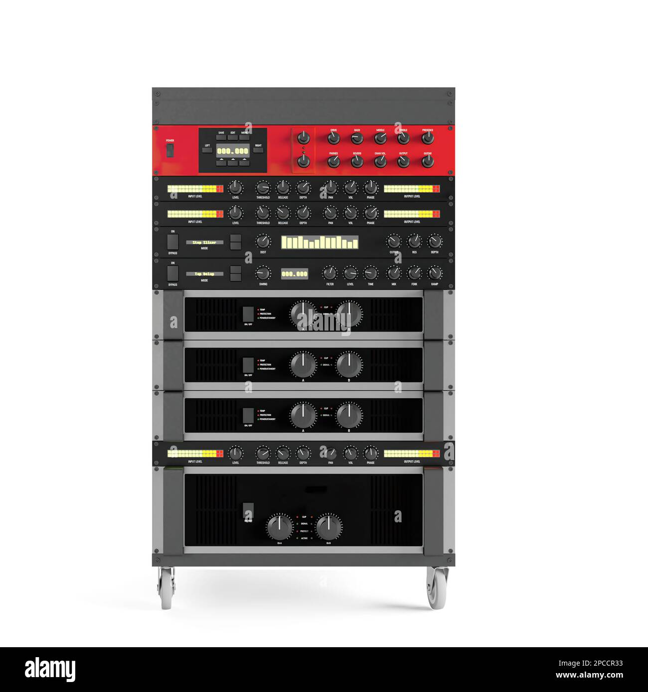 Rack full music equipment 3D rendering Stock Photo - Alamy