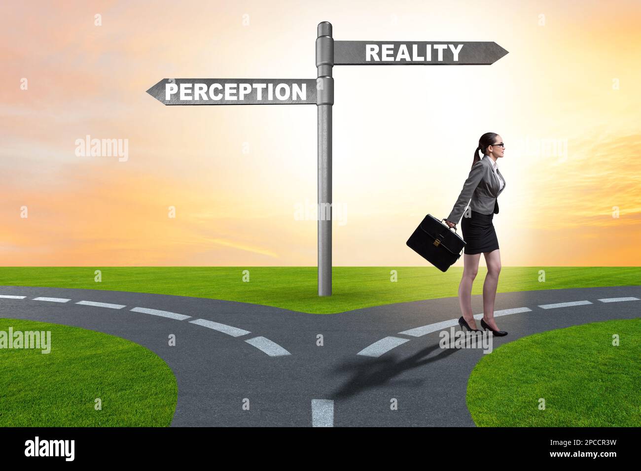 Concept of choosing perception or the reality Stock Photo - Alamy