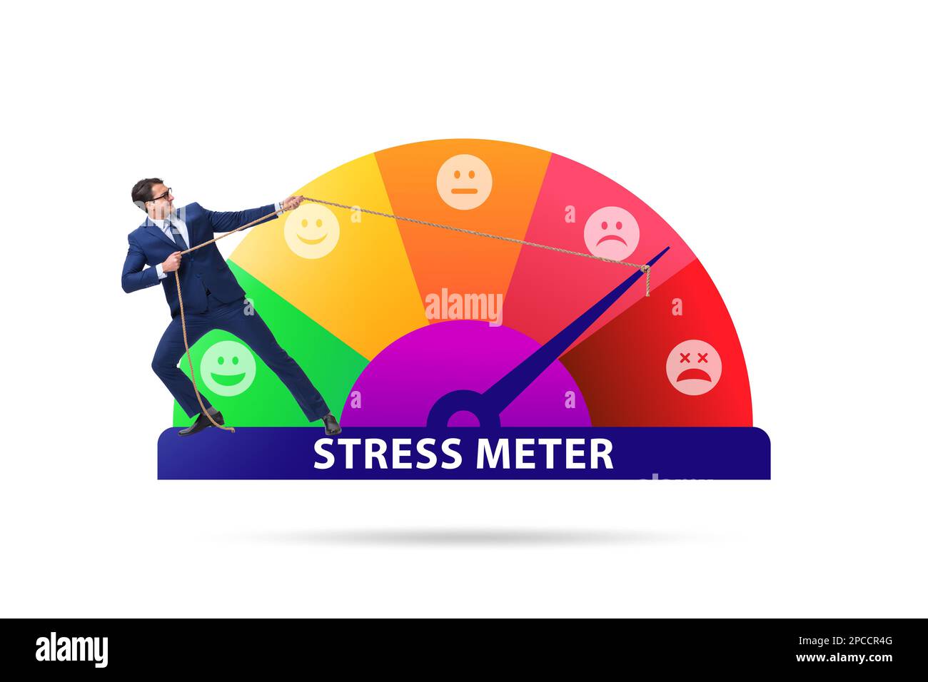 Concept of stress meter with the businessman Stock Photo - Alamy