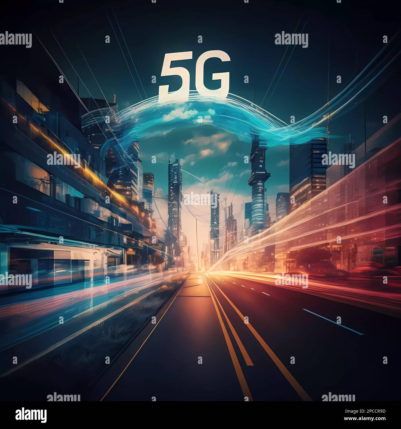 Abstract futuristic technology network design. Smart city background ...