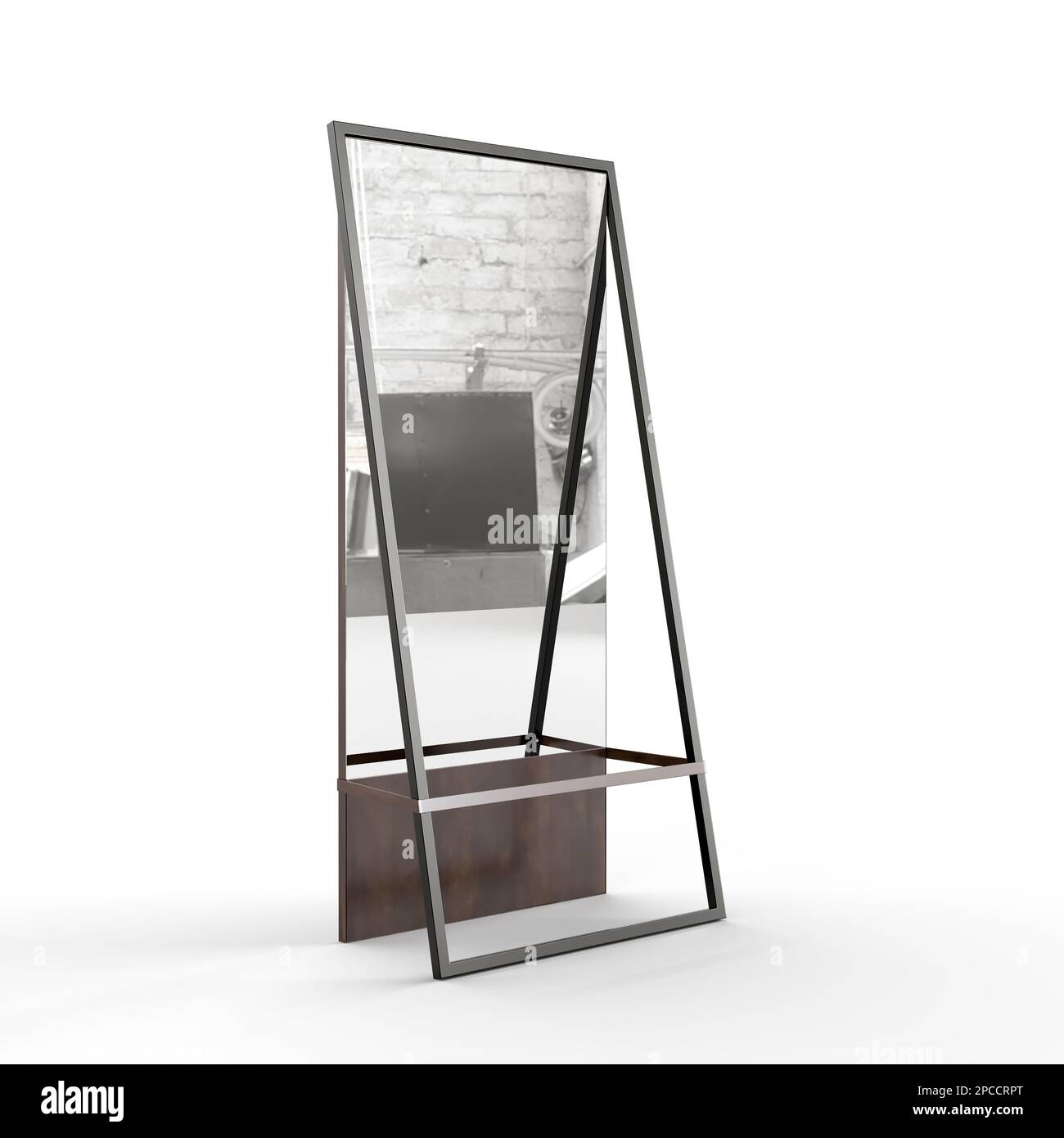 Mirror 3D rendering on stand isolated white background modern luxury ...
