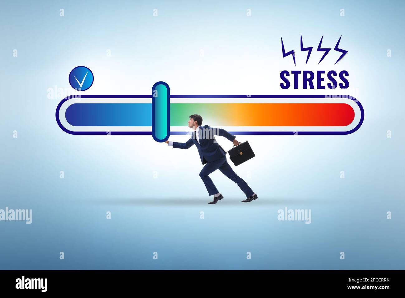 Concept of stress meter with the businessman Stock Photo - Alamy