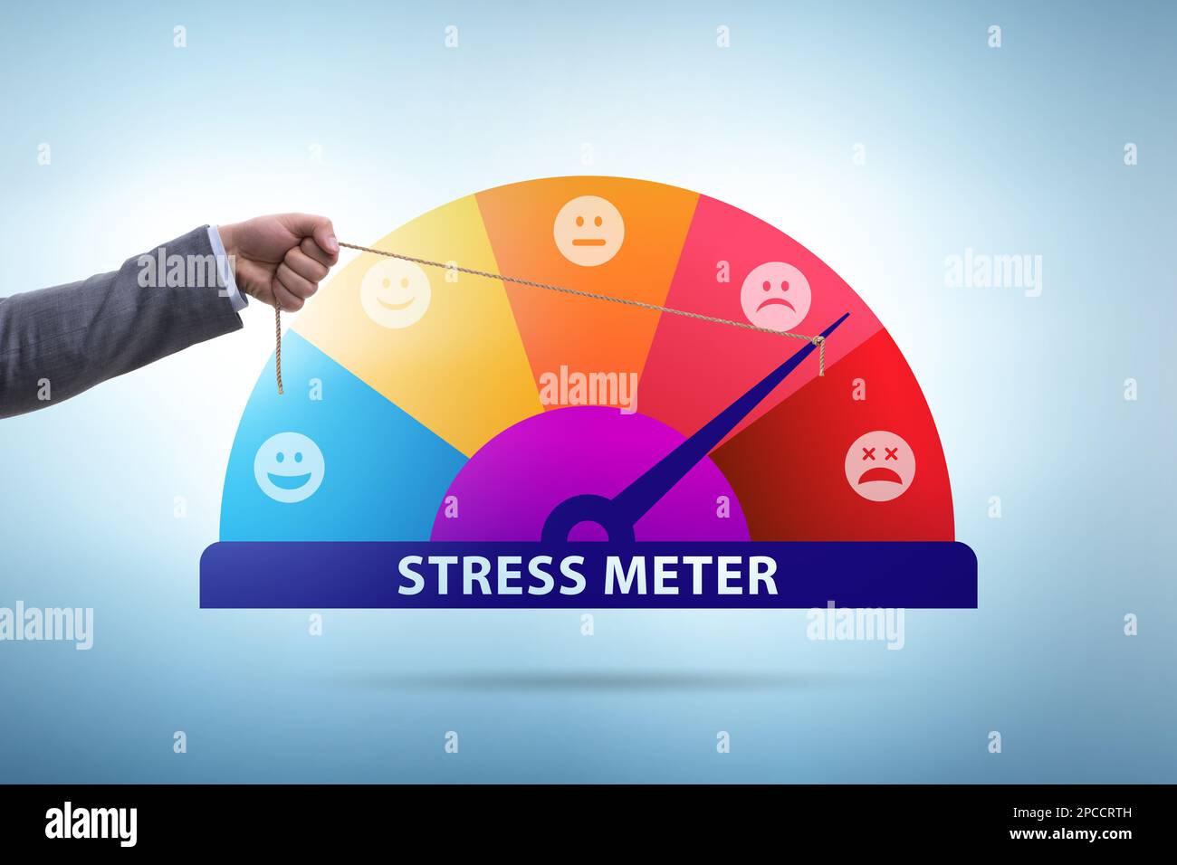 Concept of stress meter with the businessman Stock Photo - Alamy