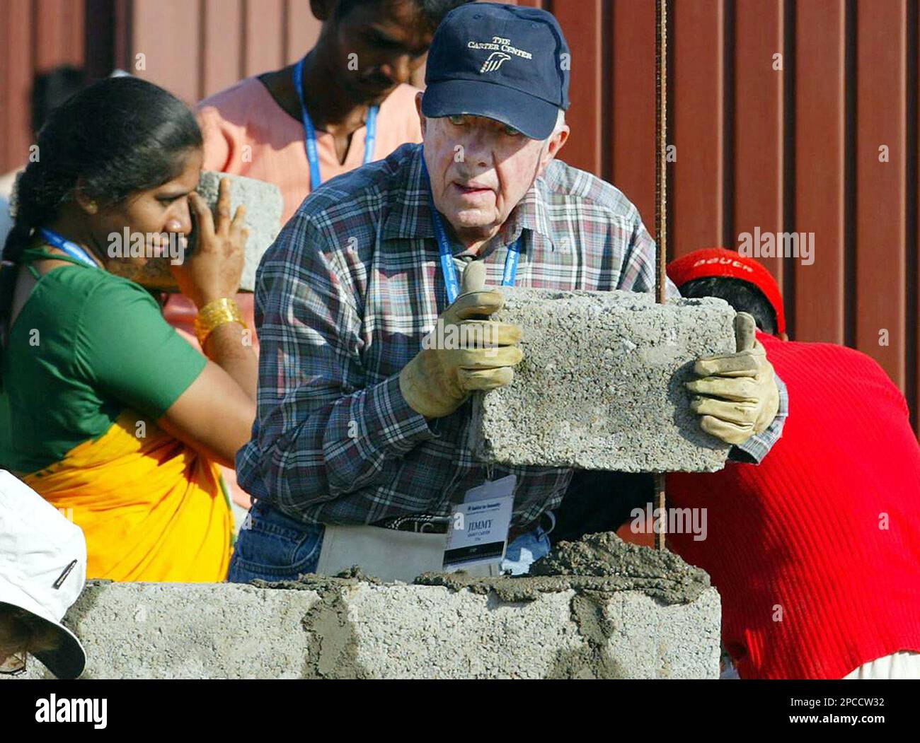Former US President Jimmy Carter builds a house as part of the 23rd ...