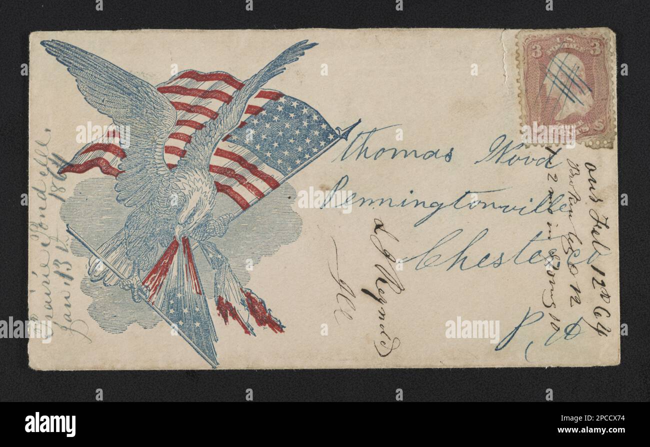 Civil War envelope showing eagle with American flag attacking 7-star ...