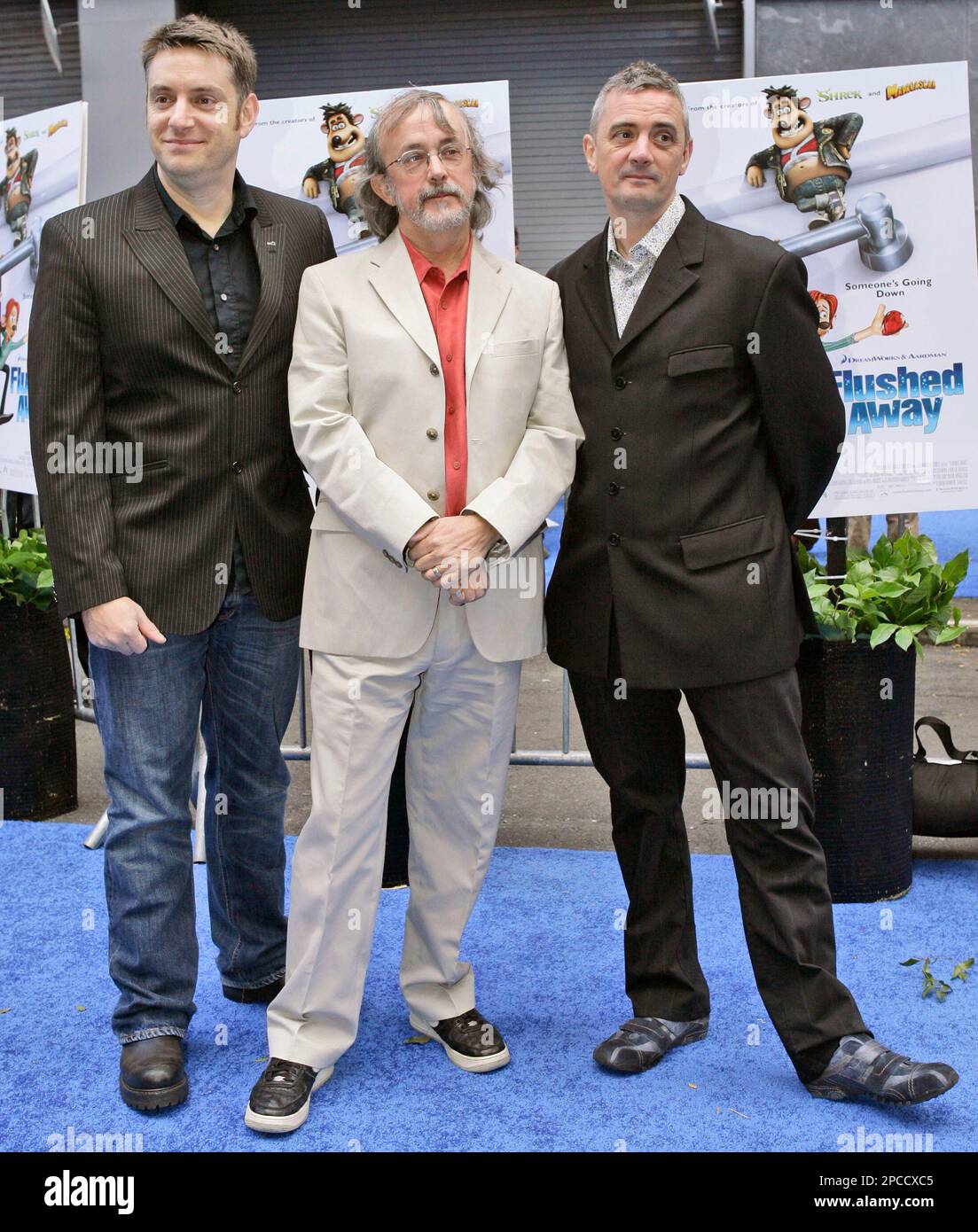 "Flushed Away" directors David Bowers, left, and Sam Fell, right, and ...