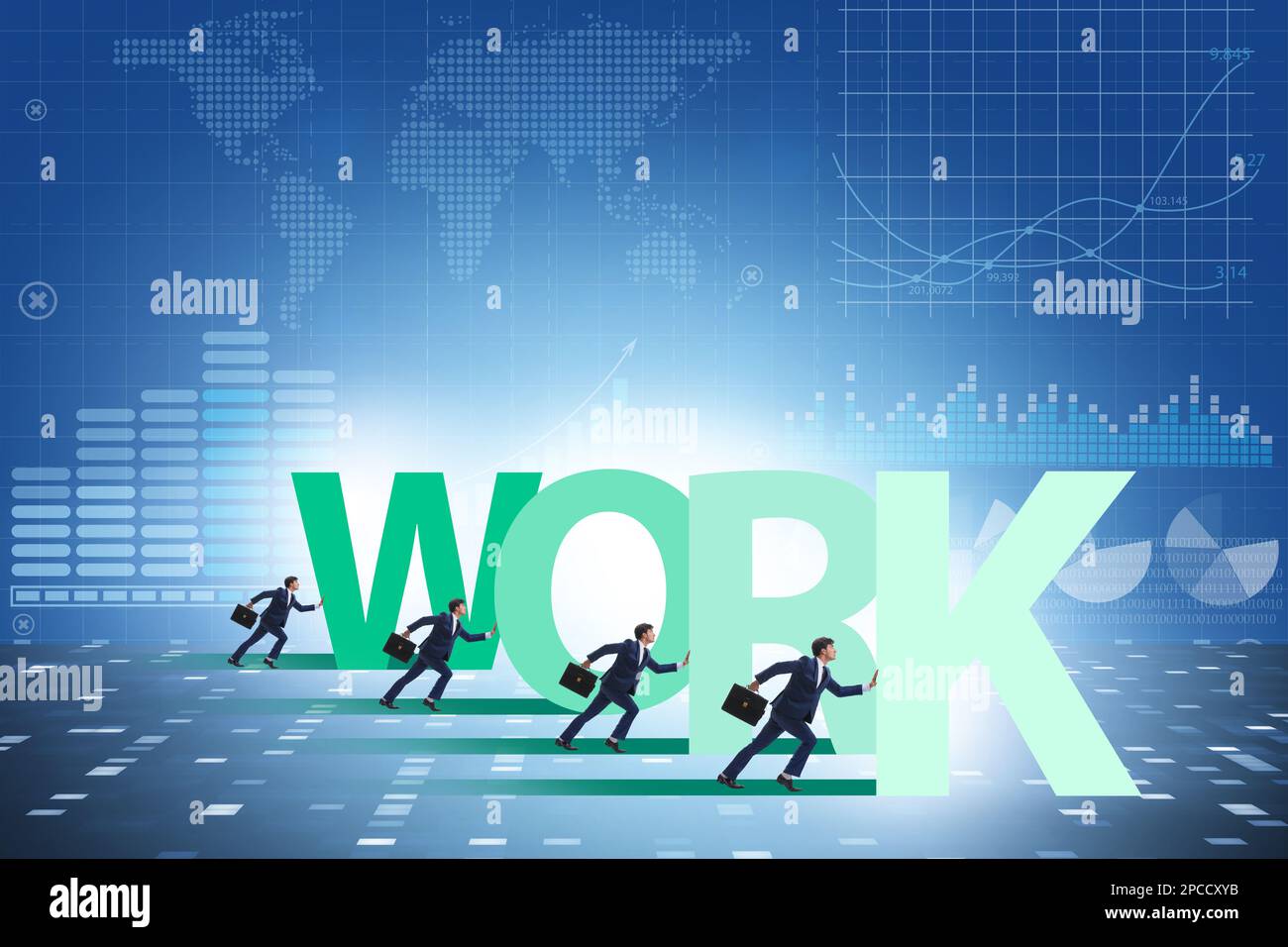Concept of hard work with the businessman Stock Photo - Alamy