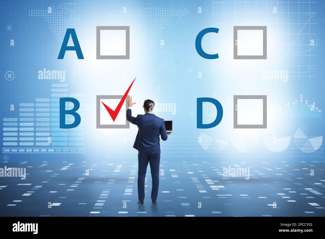 Multiple-choice test question concept with business people Stock Photo ...