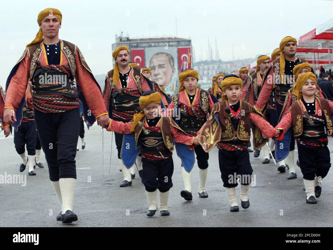 Turkish boys dressed as "Seymen", who are representing the local ...