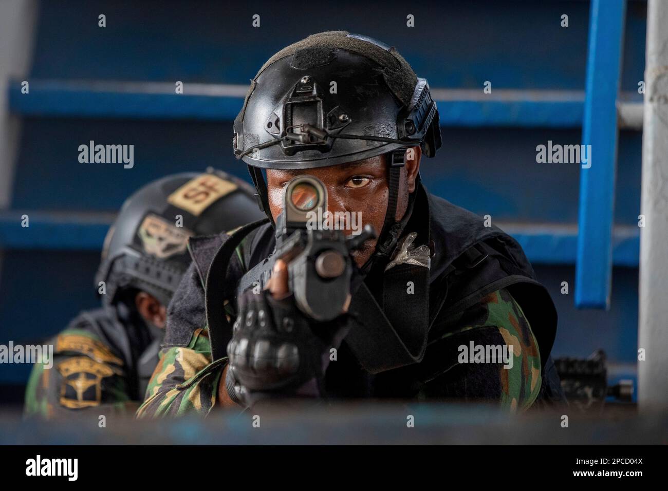 Volta, Ghana. 11th Mar, 2023. A member of the Nigeria Armed Forces ...