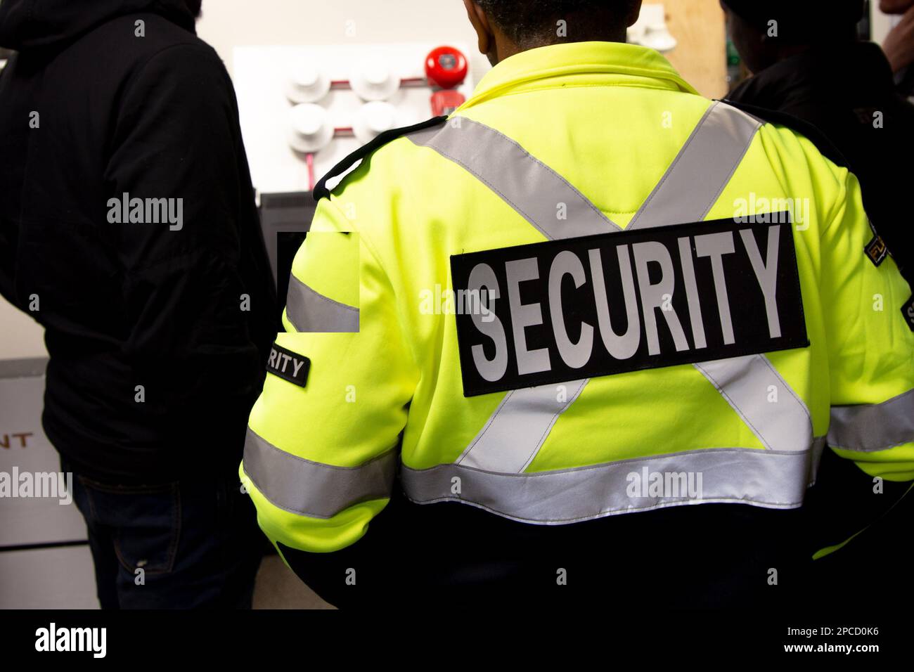 Security guards are learning how to use fire alarm panel Stock Photo ...