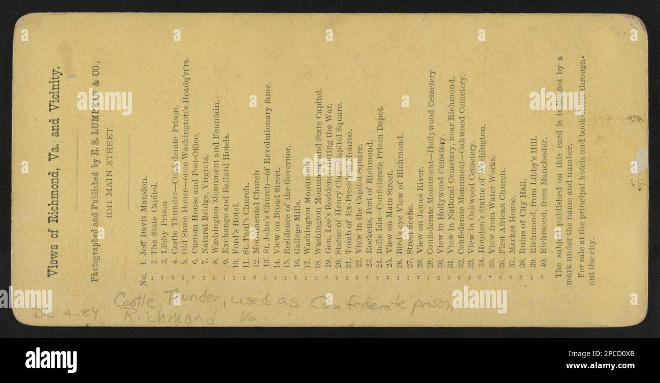 Castle Thunder, used as Confederate prison, Richmond, Virginia. The ...