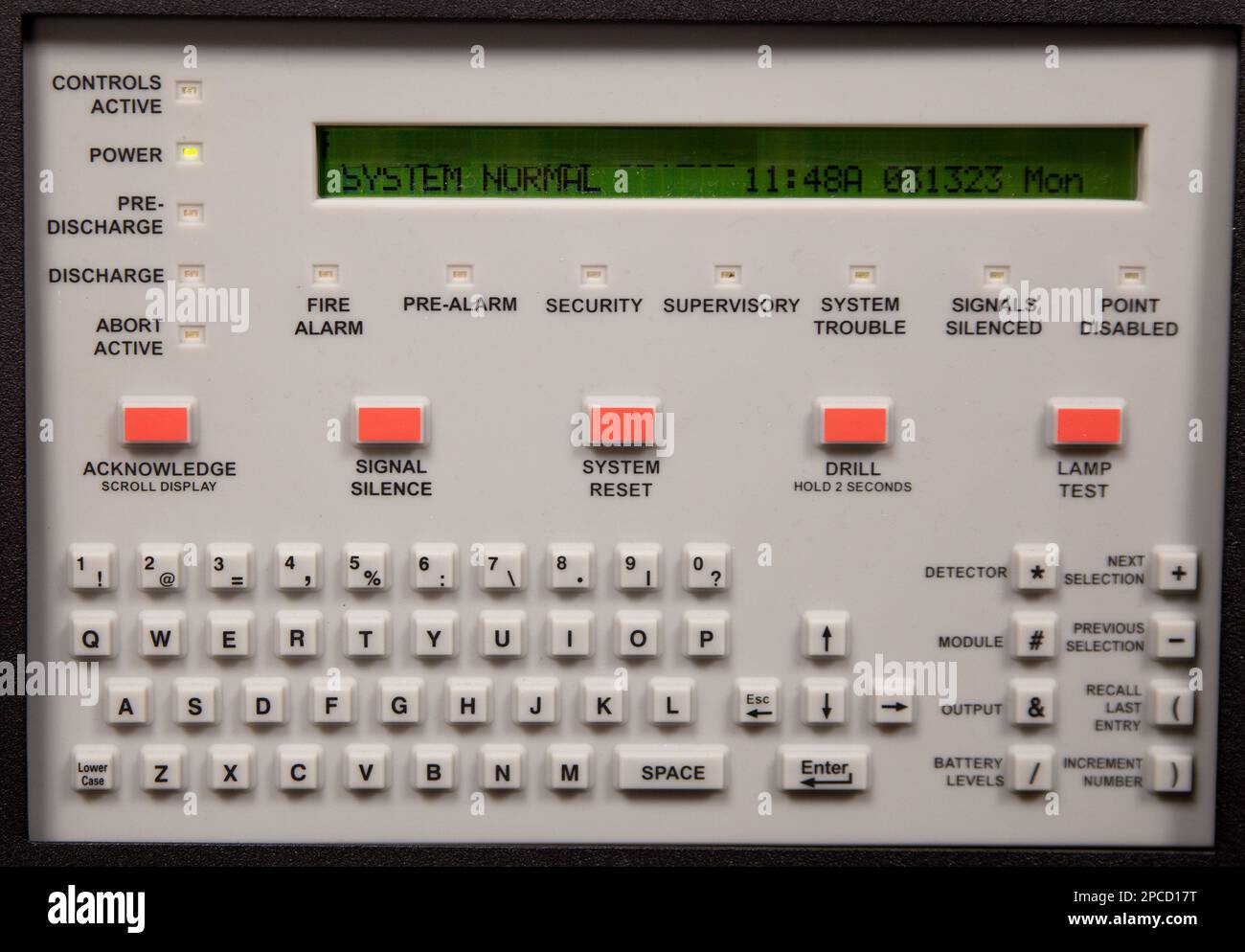 Security guards are learning how to use fire alarm panel Stock Photo ...