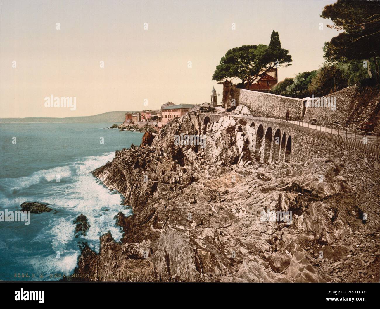 1905 ca. , GENOVA, ITALY : The cliffs of Quinto , NERVI . Phocrom print ...