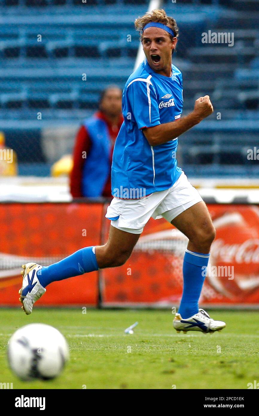 Cruz Azul's soccer player Richard Nunez celebrates after scoring a goal ...
