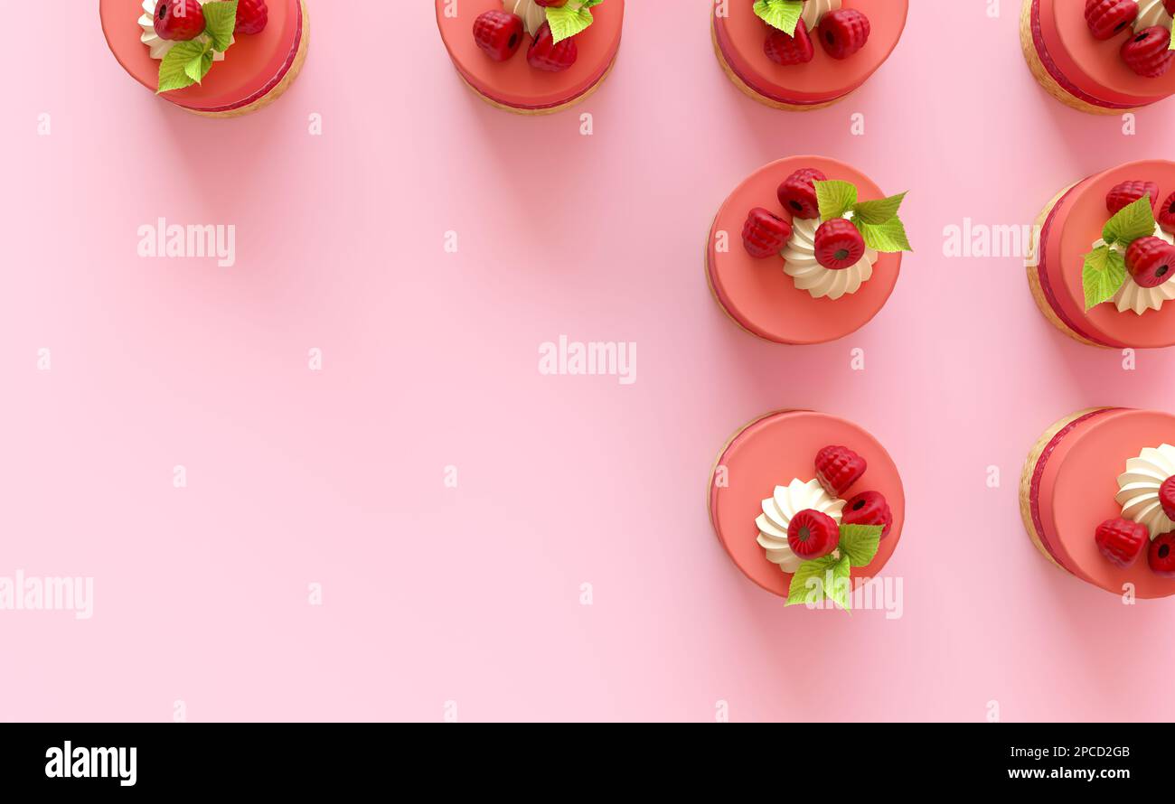Wallpaper with small round cakes standing in a row. Delicious little ...