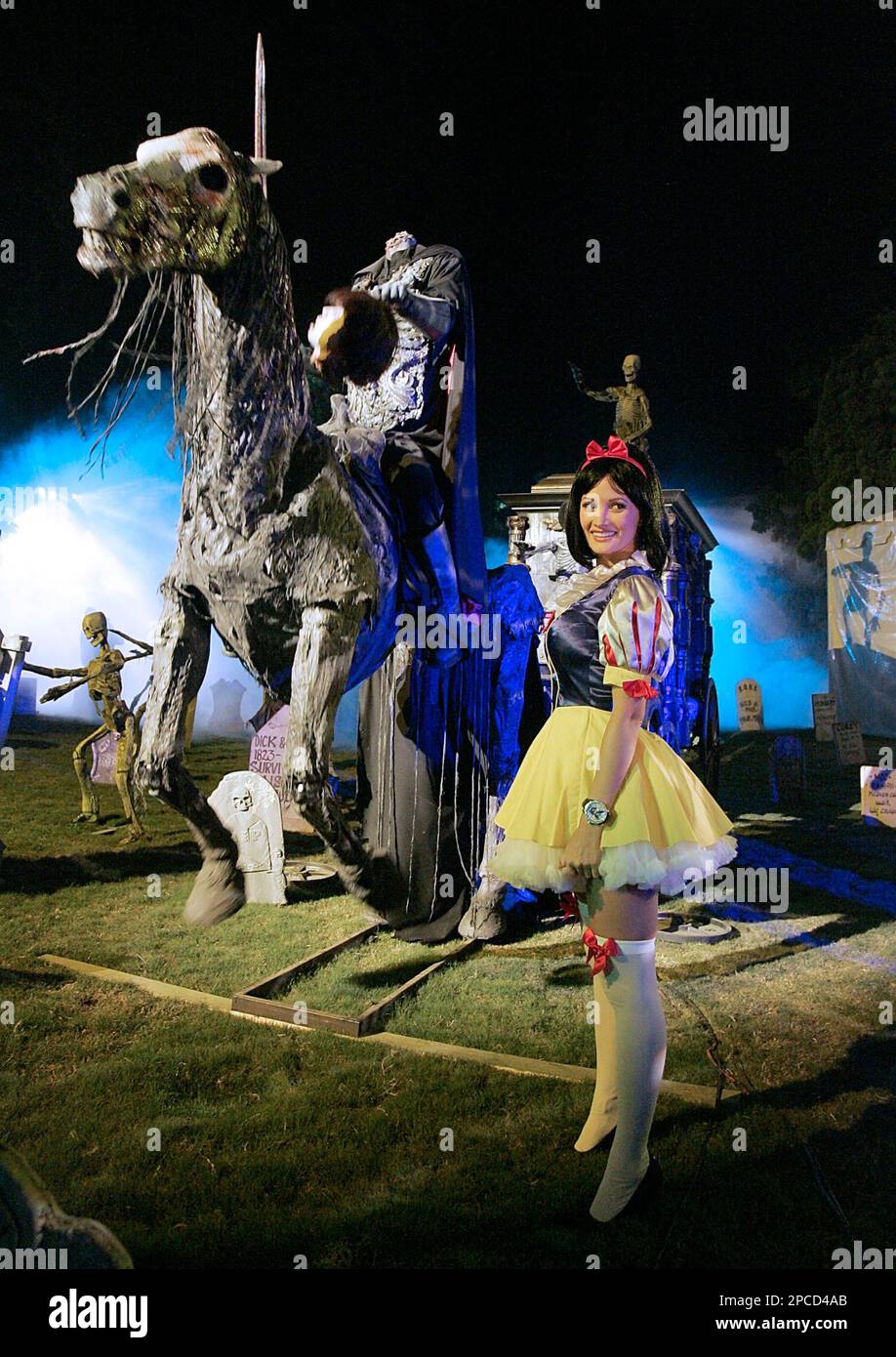 Playboy Model Holly Madison poses in front of the "Headless Horseman ...