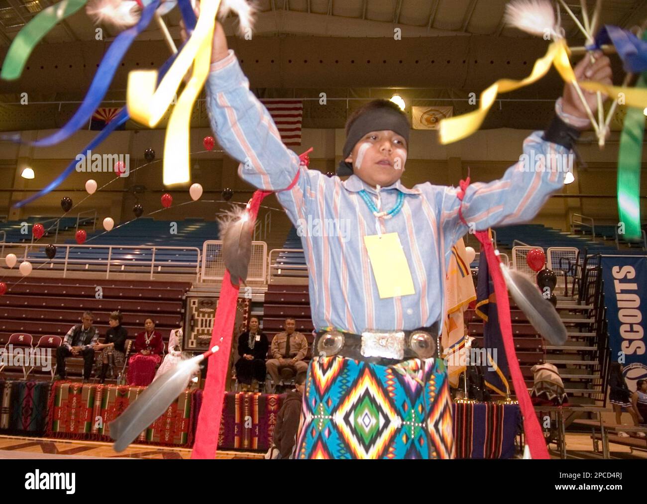 Zachary Faber does a Navajo Ribbon Dance during Miss America Jennifer ...
