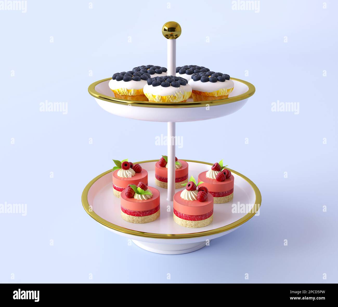 Illustration of a cupcake stand with cupcakes and muffins. Cupcakes ...