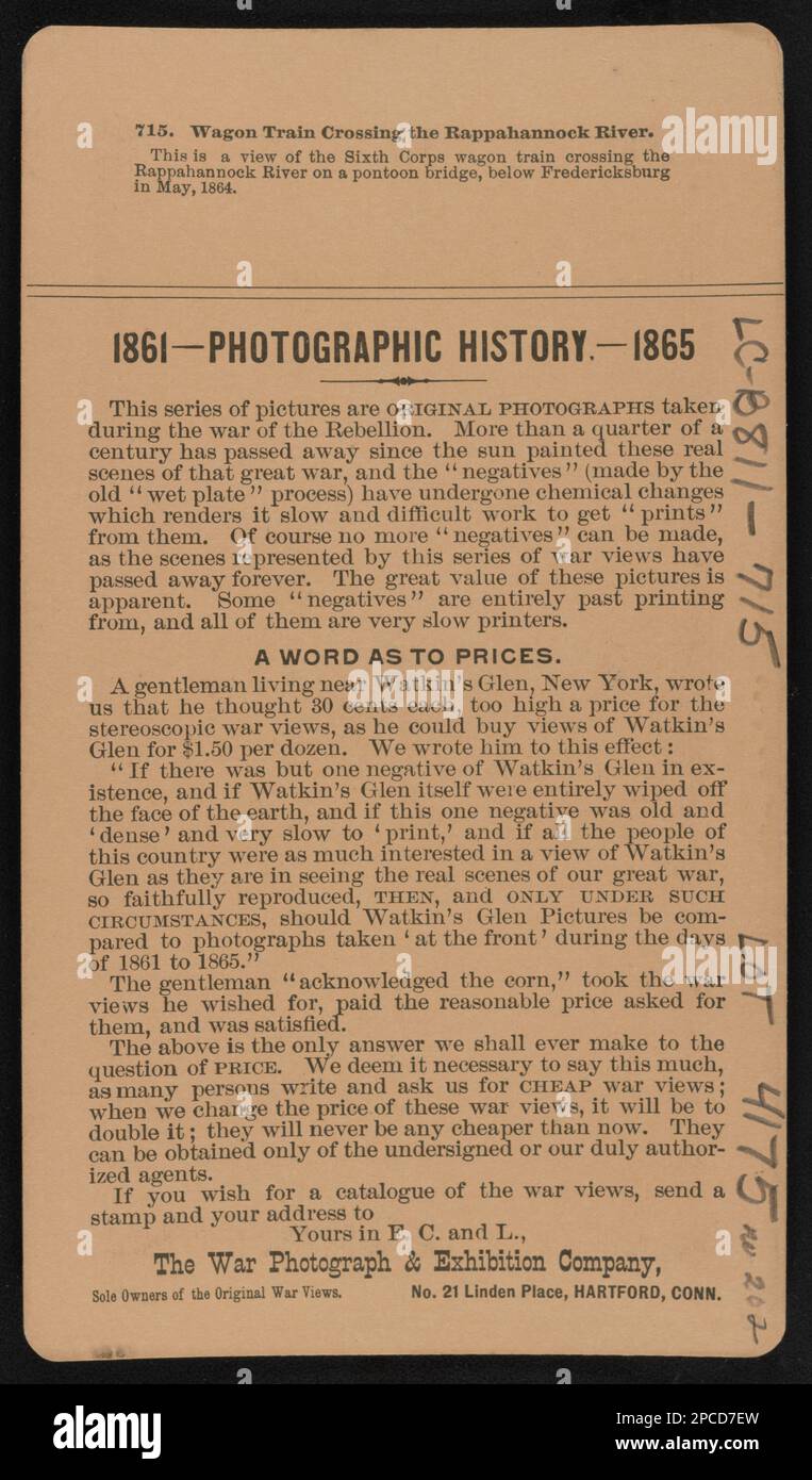 Wagon train crossing the Rappahannock River. Civil War Photograph ...