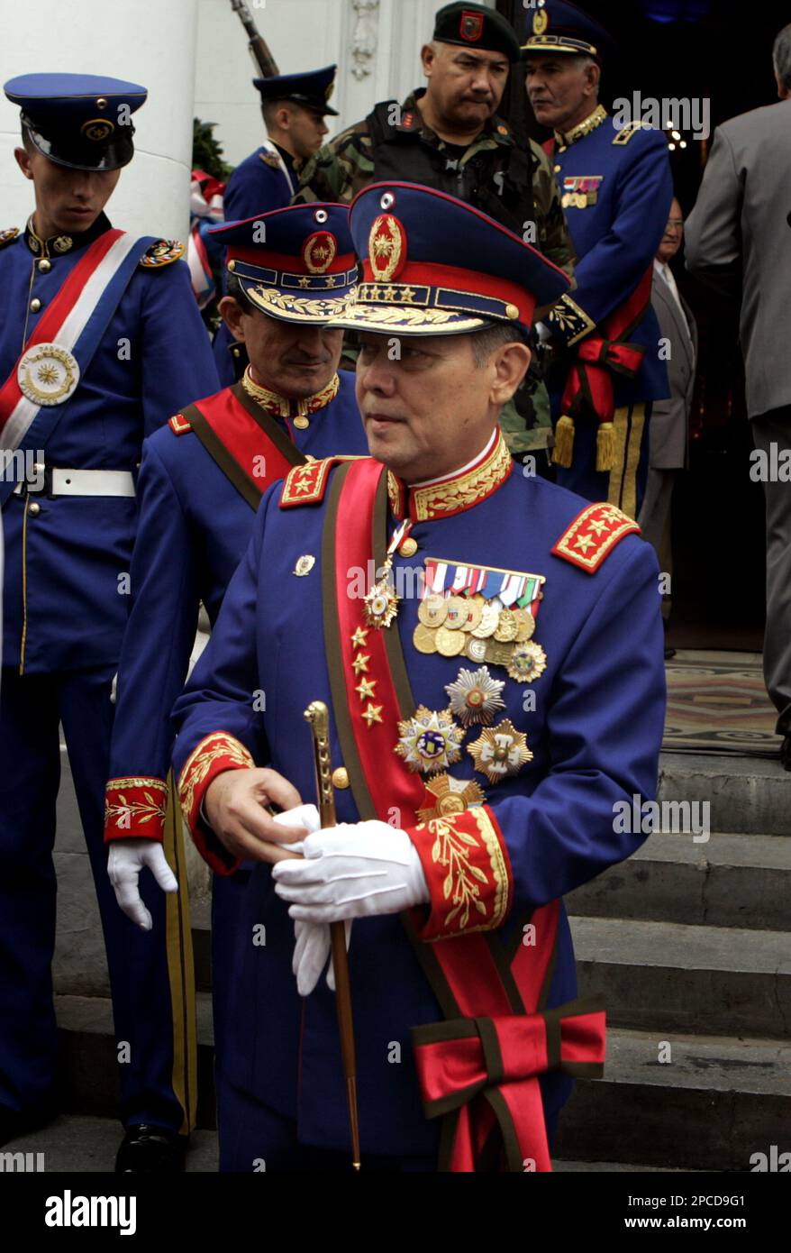 Paraguayan Military Forces Commandant Gen. Key Kanazawa, center, looks ...
