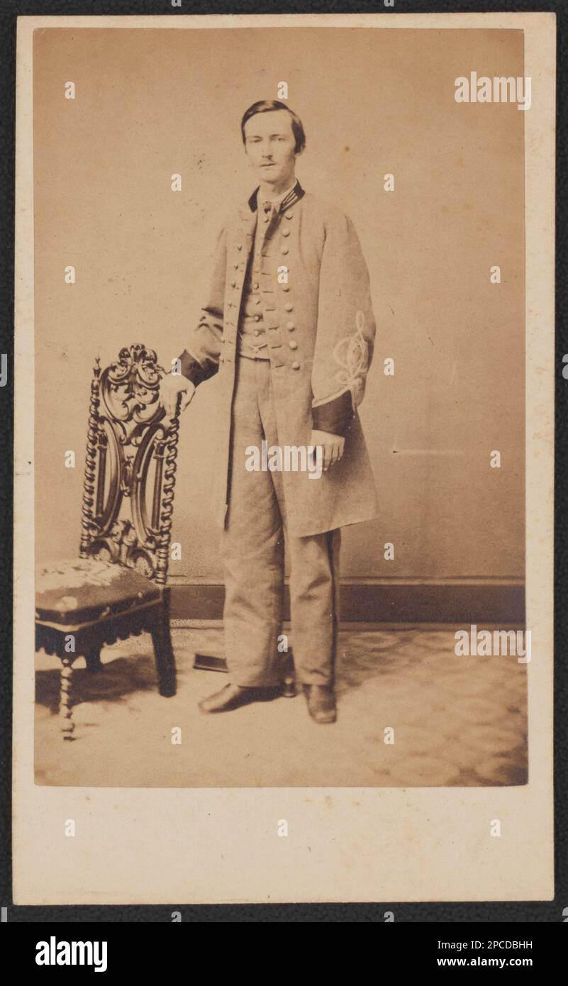 Unidentified Confederate Captain in uniform with medical officer's coat ...