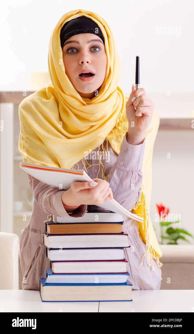 The female student in hijab preparing for exams Stock Photo - Alamy