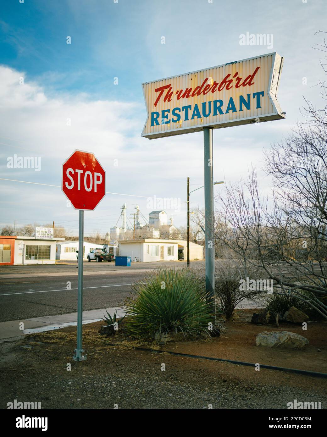 Thunderbird Restaurant vintage sign, Marfa, Texas Stock Photo - Alamy