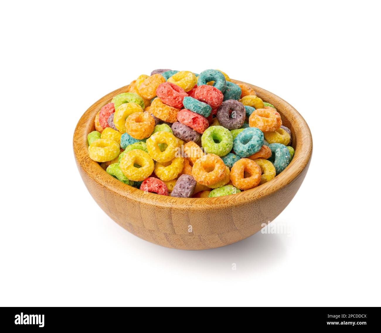 Colorful Breakfast Rings Pile in Bowl Isolated. Fruit Loops, Fruity ...