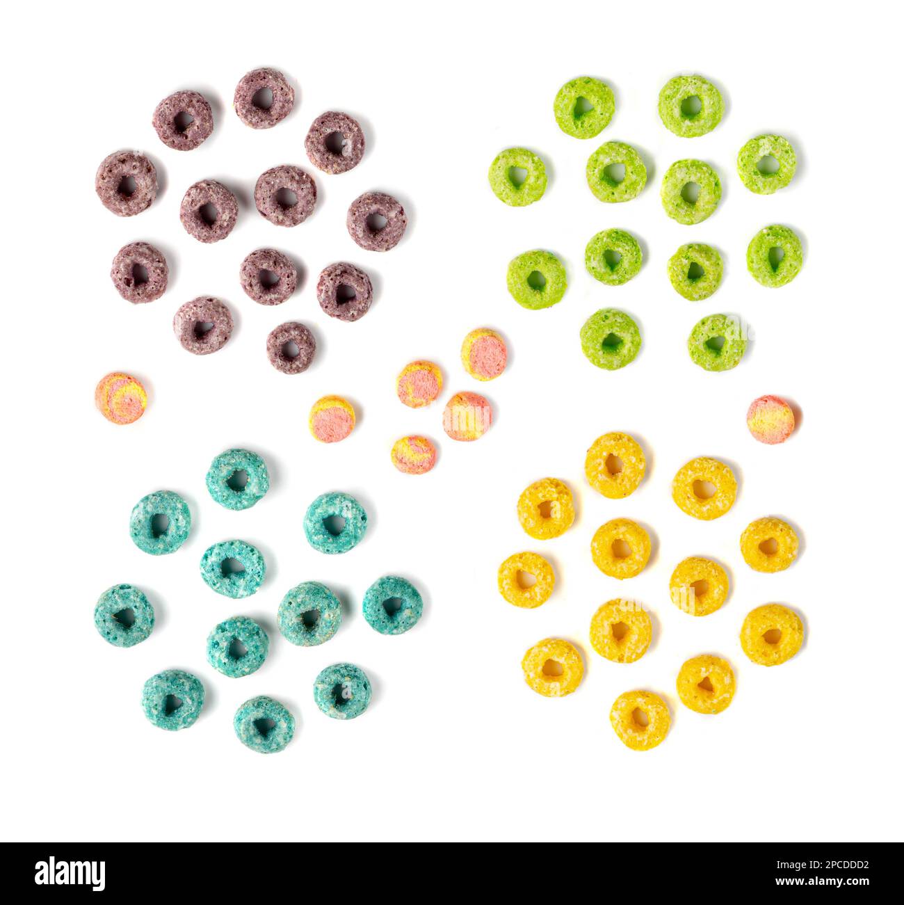 Colorful Breakfast Rings Set Isolated, Fruit Loops, Fruity Cereal Rings ...