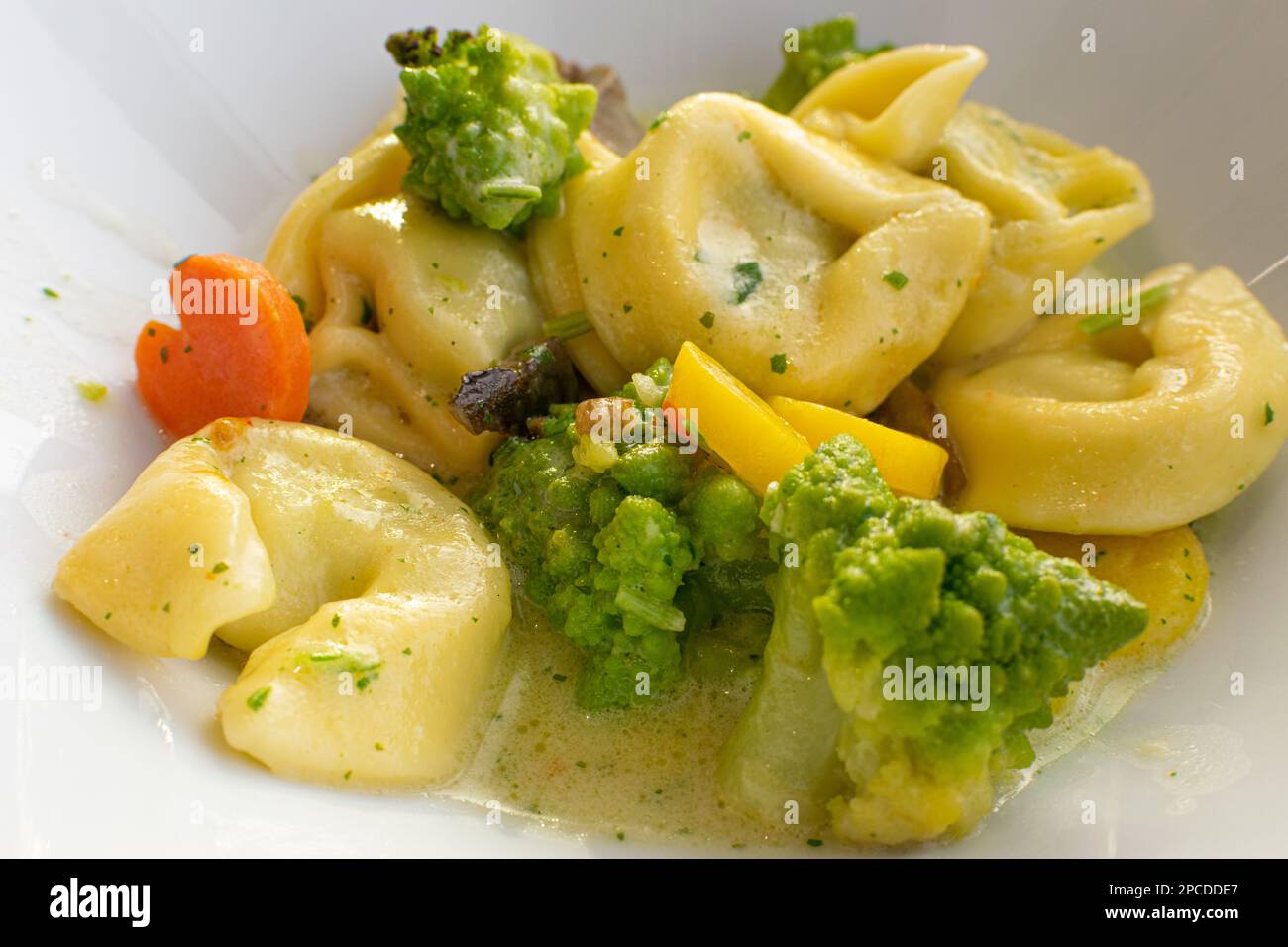 Cooked Tortellini in White Bowl. Agnolotti, Cappelletti, Dumplings ...