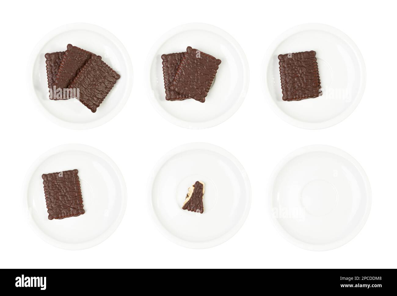 Eating Biscuit Coated in Dark Chocolate Isolated, Crumbled Square ...