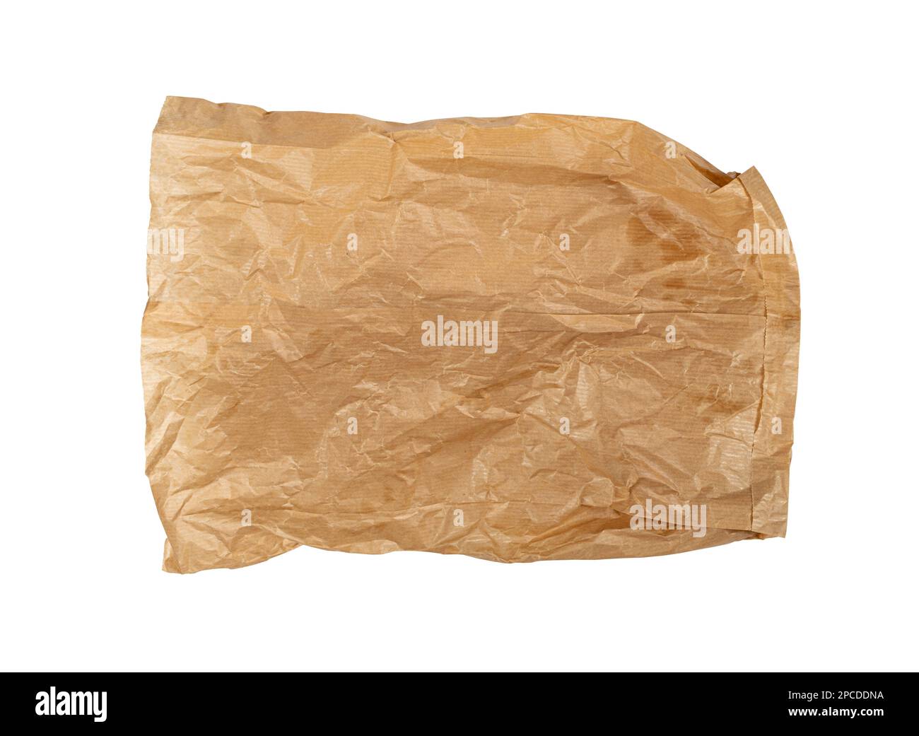 Old paper bag isolated. Crumpled disposable ecology container, wrinkled ...