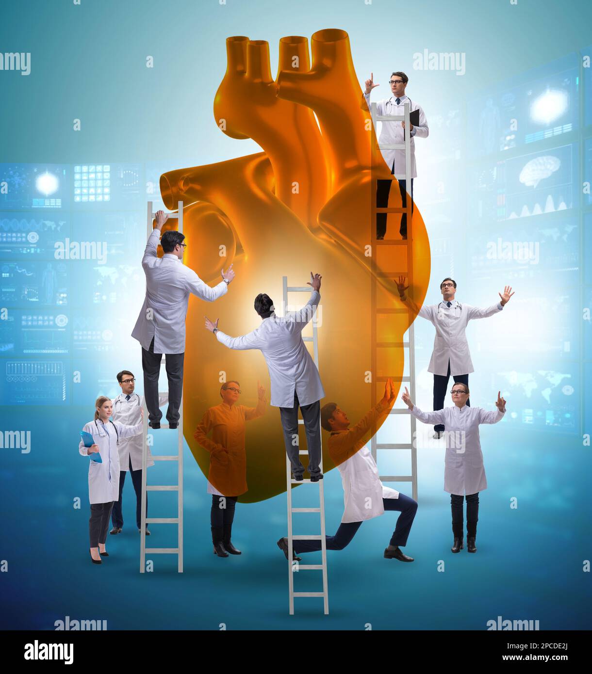 The heart examination by a team of doctors Stock Photo - Alamy